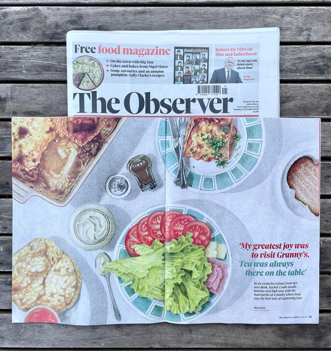 Pencil on Paper in the Observer Food Monthly