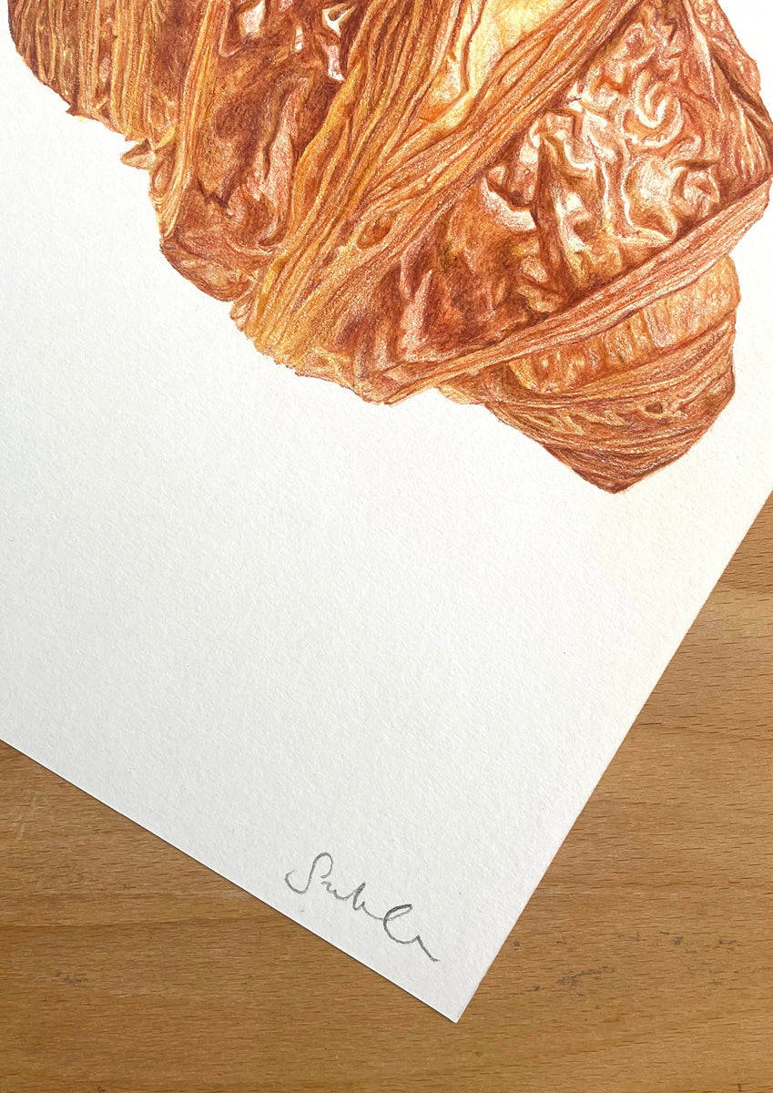 Croissant - Original Hand Drawing – Pencil on Paper