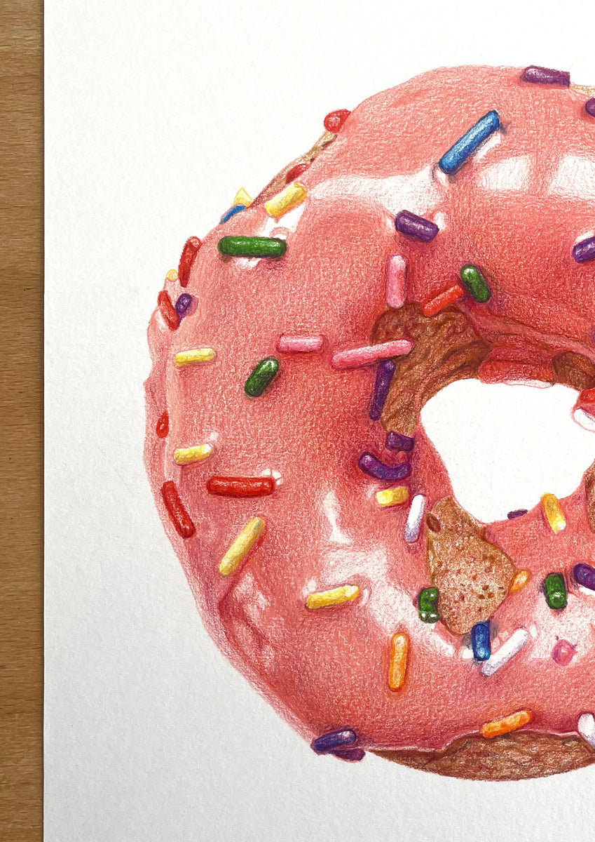 Glazed Donut - Original Hand Drawing – Pencil on Paper