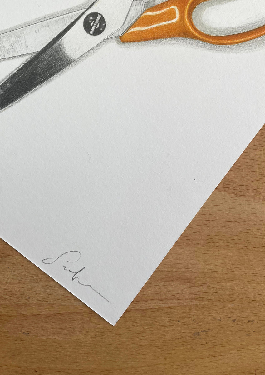 Scissors - Original Hand Drawing – Pencil on Paper